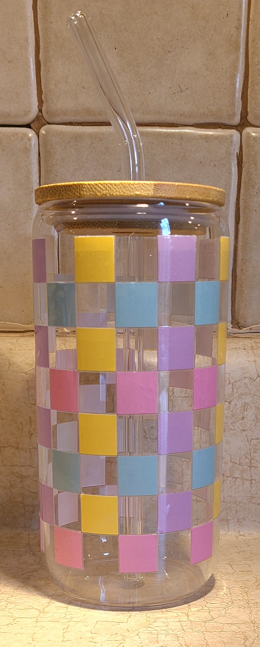 Glass Can Cup With Glass Straw - Etsy