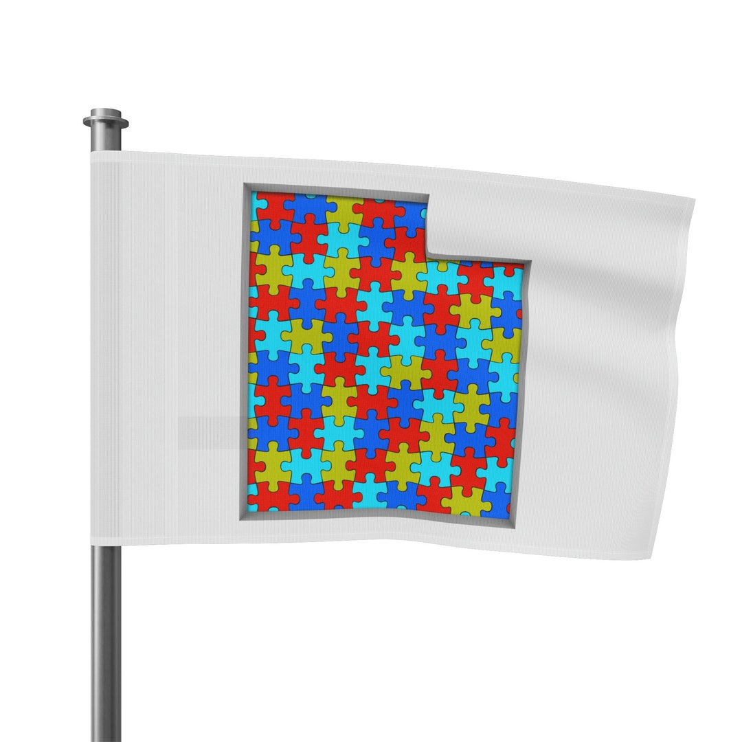 Autism Puzzle Pieces in the Shape of Utah Flag - Etsy