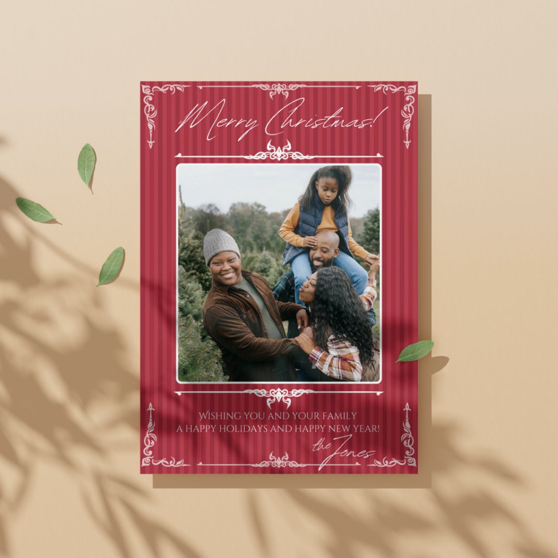 Red Christmas Card Template Canva / Holiday Card Template / Red Merry ...