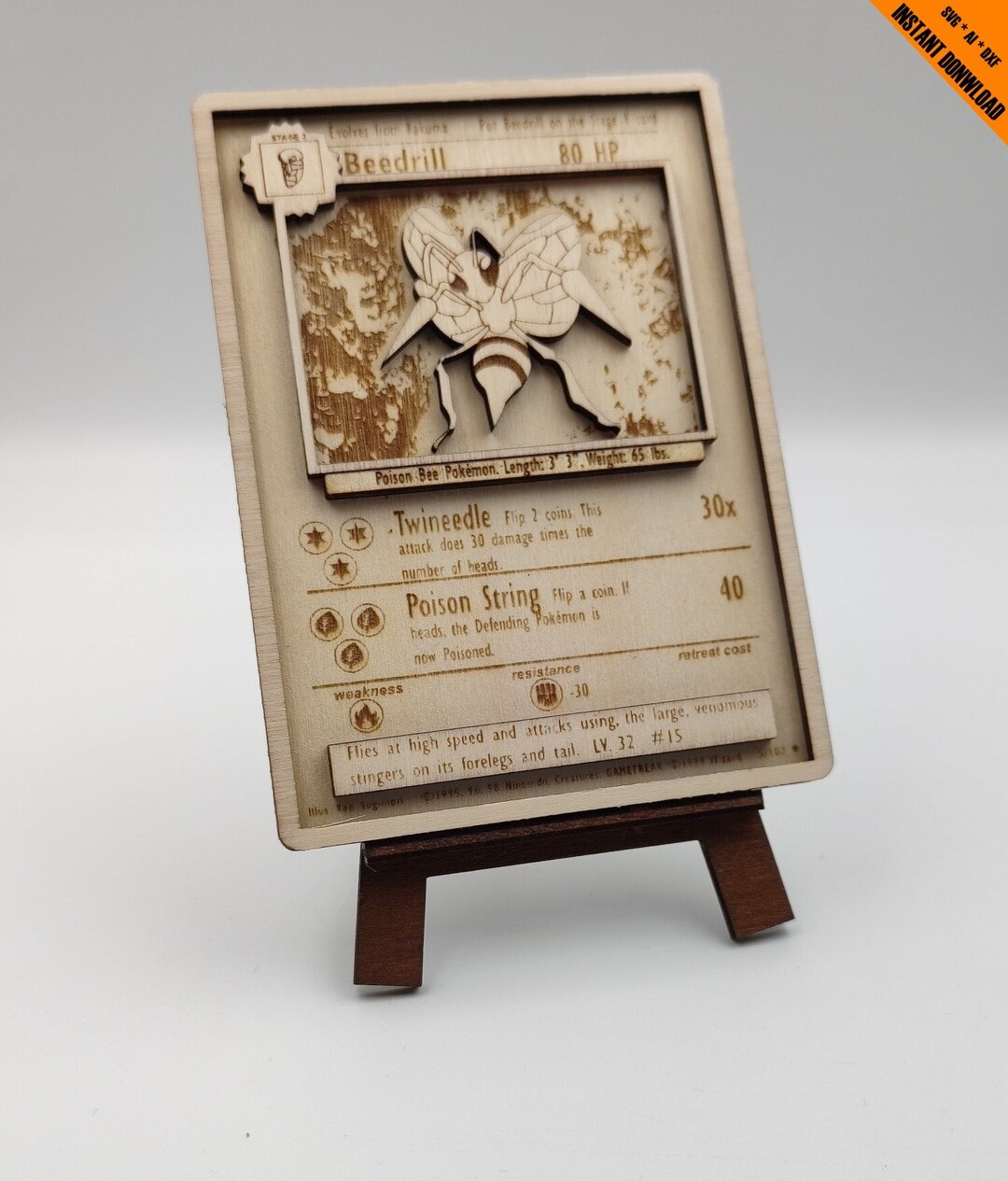 Beedrill #015 Pokemon TCG Card Svg/ai/dxf | Fan-made Wooden Trading ...