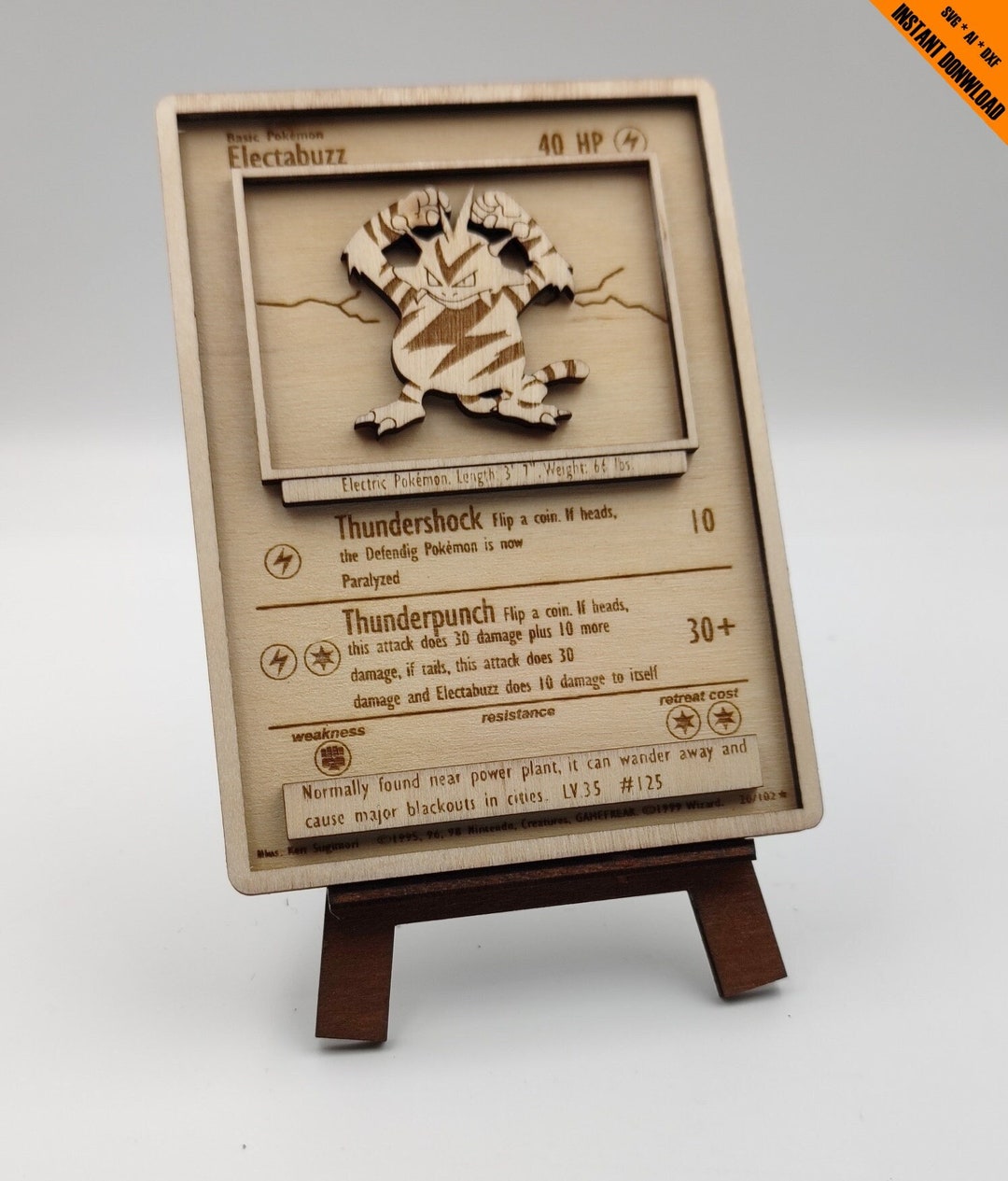 Electabuzz #125 Pokemon TCG Card Svg/ai/dxf | Fan-made Wooden Trading ...