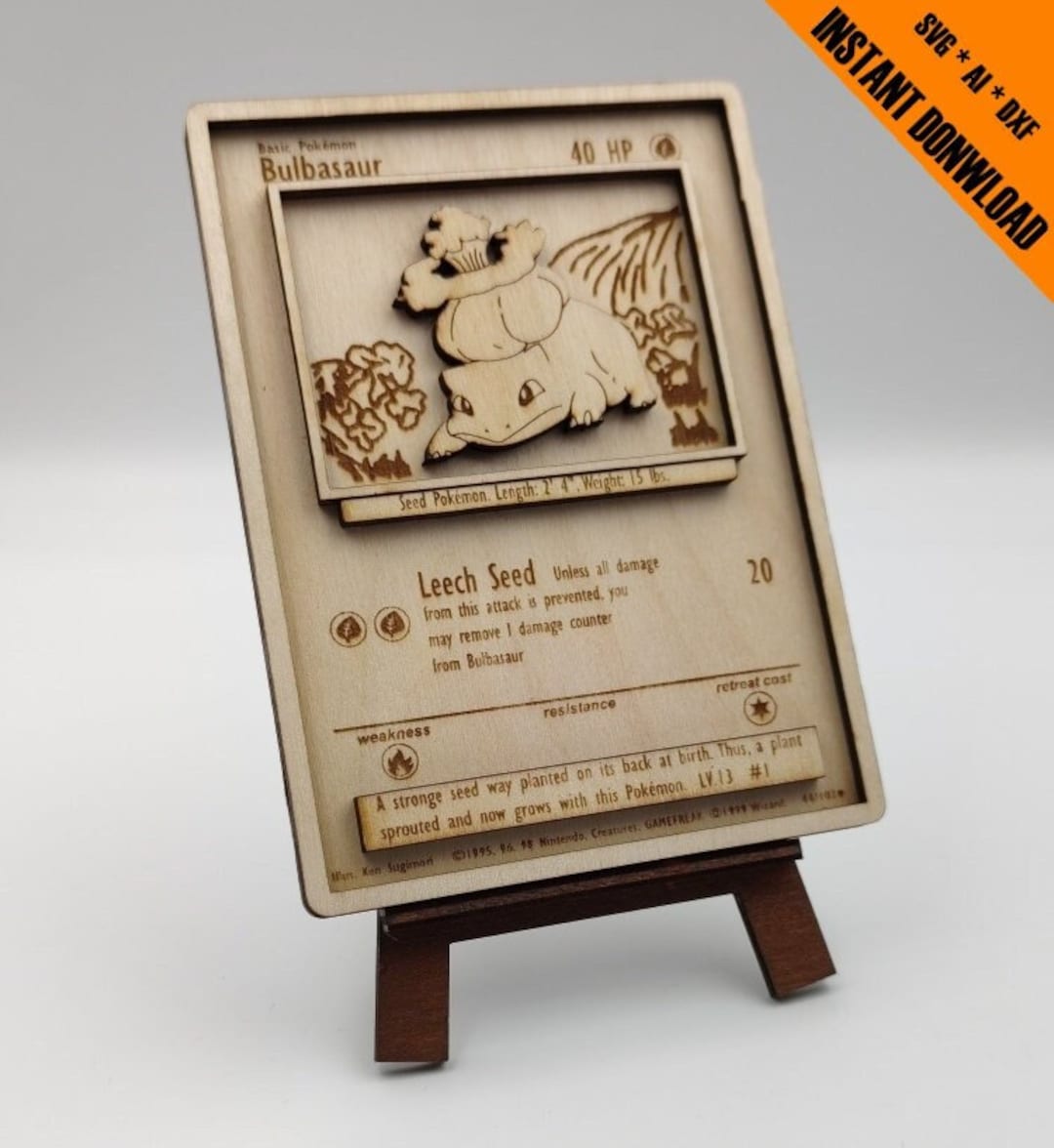 Bulbasaur #001 Pokemon TCG Card Svg/ai/dxf | Fan-made Wooden Trading ...