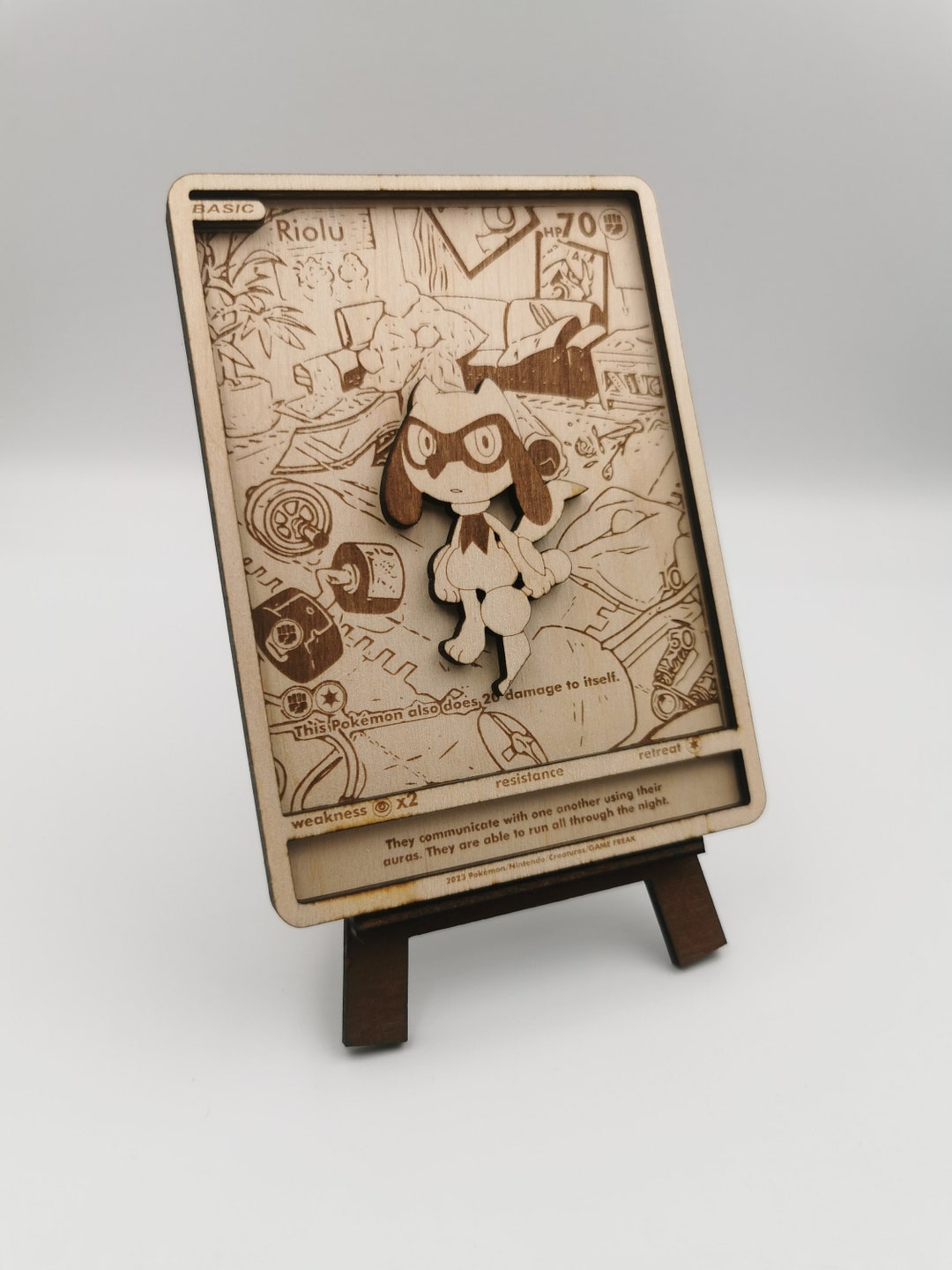 Riolu Pokémon Wooden Card 215 Laser Cutter Files for Wood SVG/AI/DXF ...