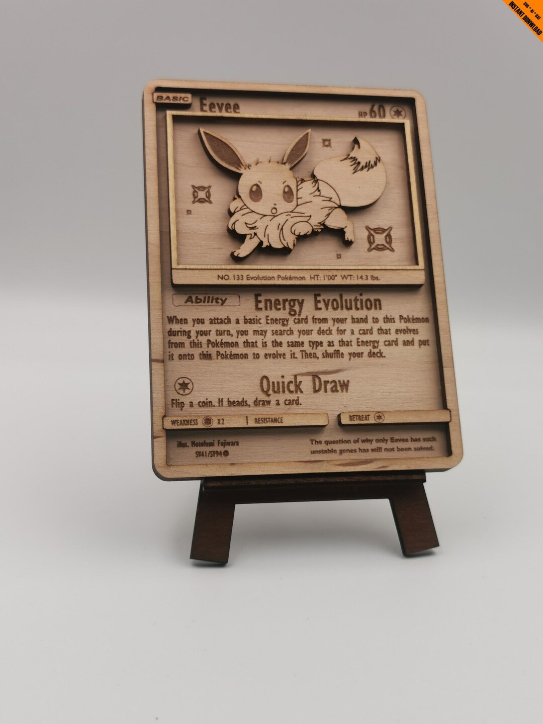 Eevee 2 #133 Pokemon TCG Card Svg/ai/dxf | Fan-made Wooden Trading Card ...