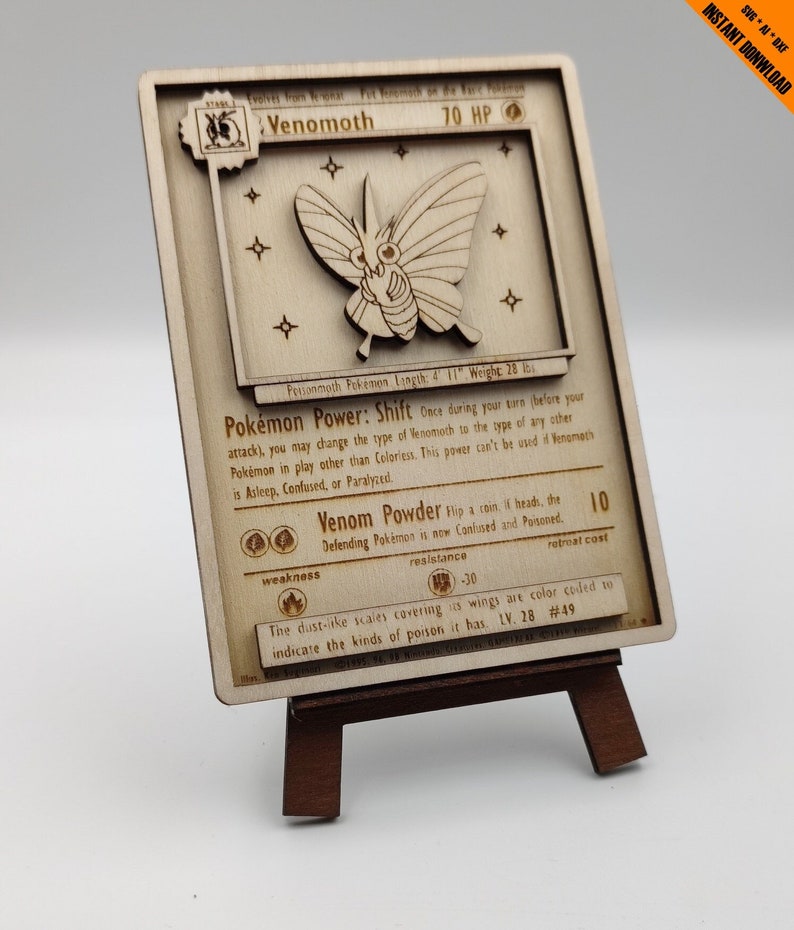 Venomoth #049 Pokemon TCG Card Svg/ai/dxf | Fan-made Wooden Trading ...