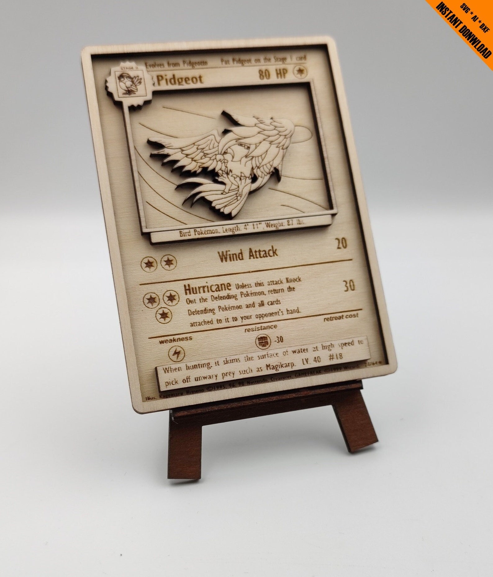 Pidgeot #018 Pokemon TCG Card Svg/ai/dxf | Fan-made Wooden Trading Card ...