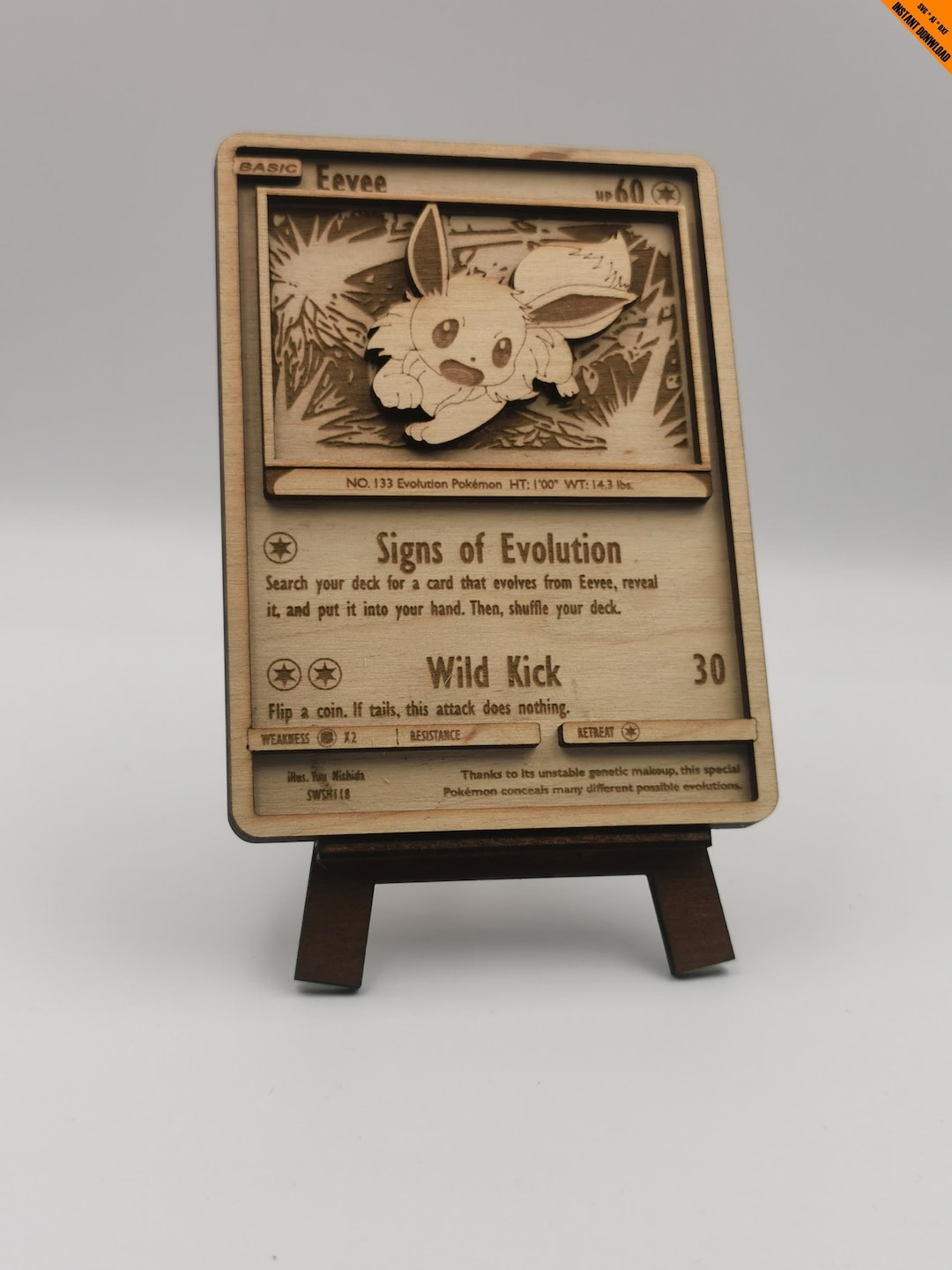 Eevee 4 #133 Pokemon TCG Card Svg/ai/dxf | Fan-made Wooden Trading Card ...