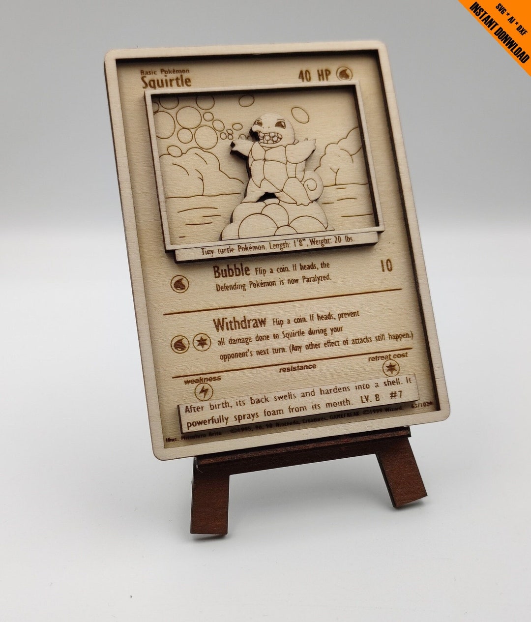 Squirtle Pokémon - Wooden Card - 007 - 63/102 - Laser Cutter Files for ...