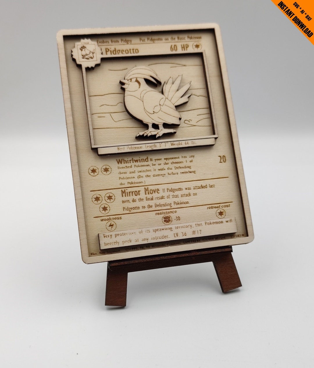 Pidgeotto #017 Pokemon TCG Card Svg/ai/dxf | Fan-made Wooden Trading ...