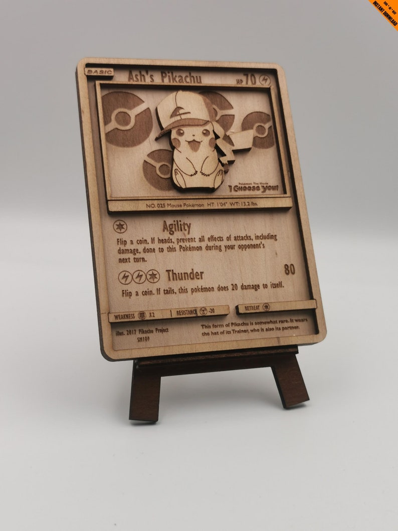Pikachu Pokemon TCG Card Svg/ai/dxf | Bundle Fan-made Wooden Trading ...