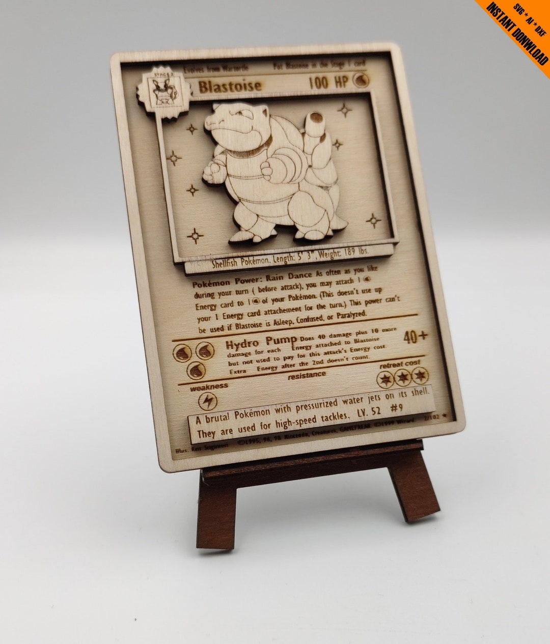 Blastoise #009 Pokemon TCG Card Svg/ai/dxf | Fan-made Wooden Trading ...
