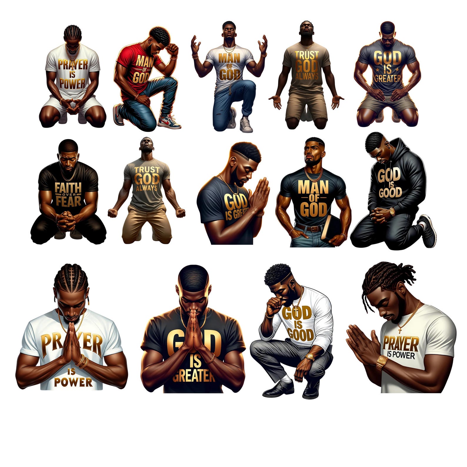 14 Black Praying Men Clipart, Black Men of Faith Png, Christ Prayer ...
