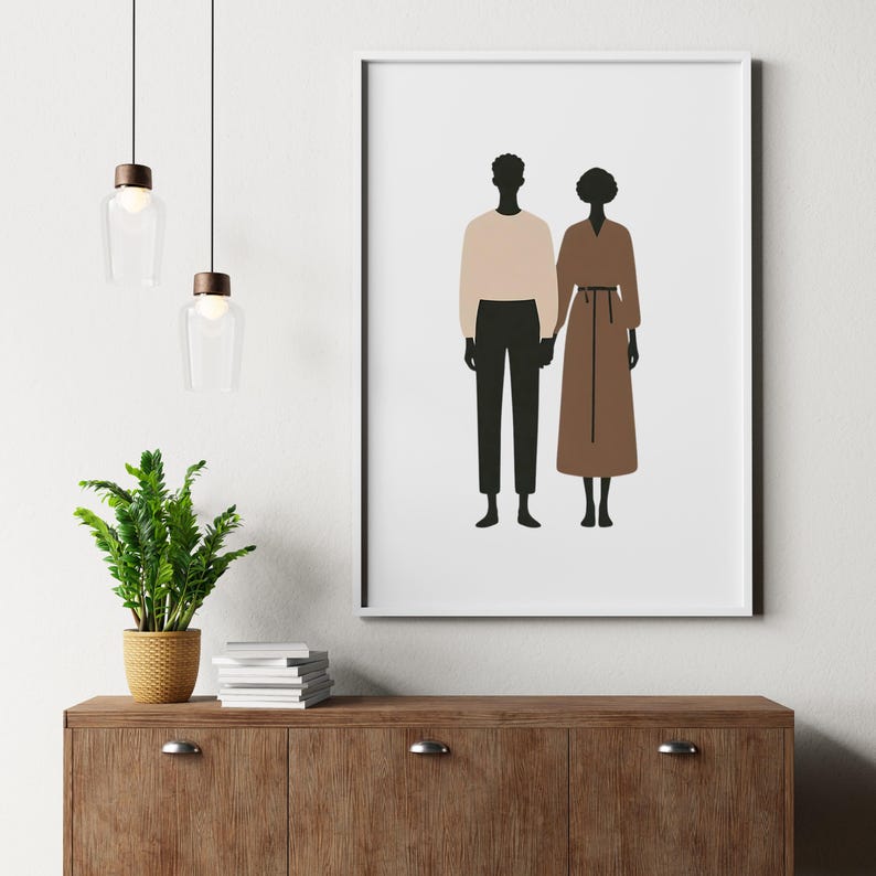 Faceless Black Couple Clipart Bundle: Romantic Illustration (digital ...