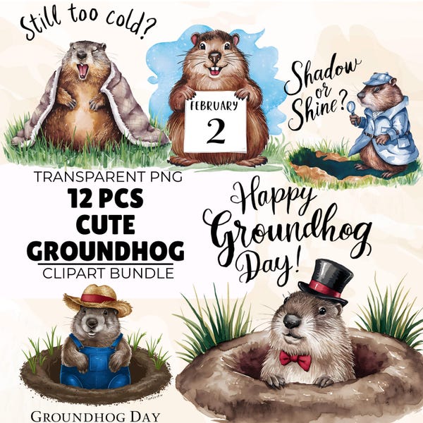 Groundhog Day Clip Art - Etsy