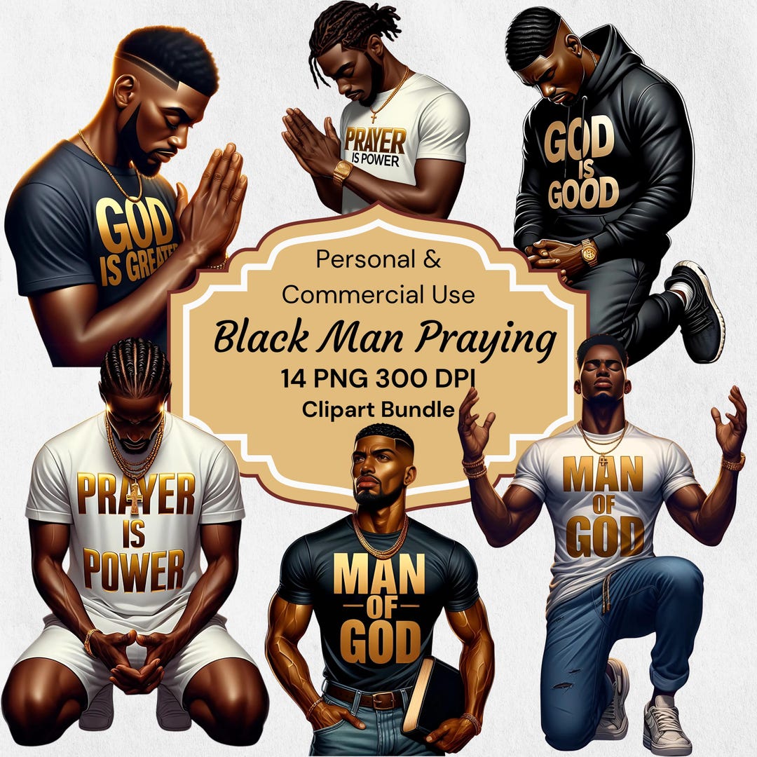Black Praying Men Clipart: Christian PNG Bundle (digital Download) - Etsy