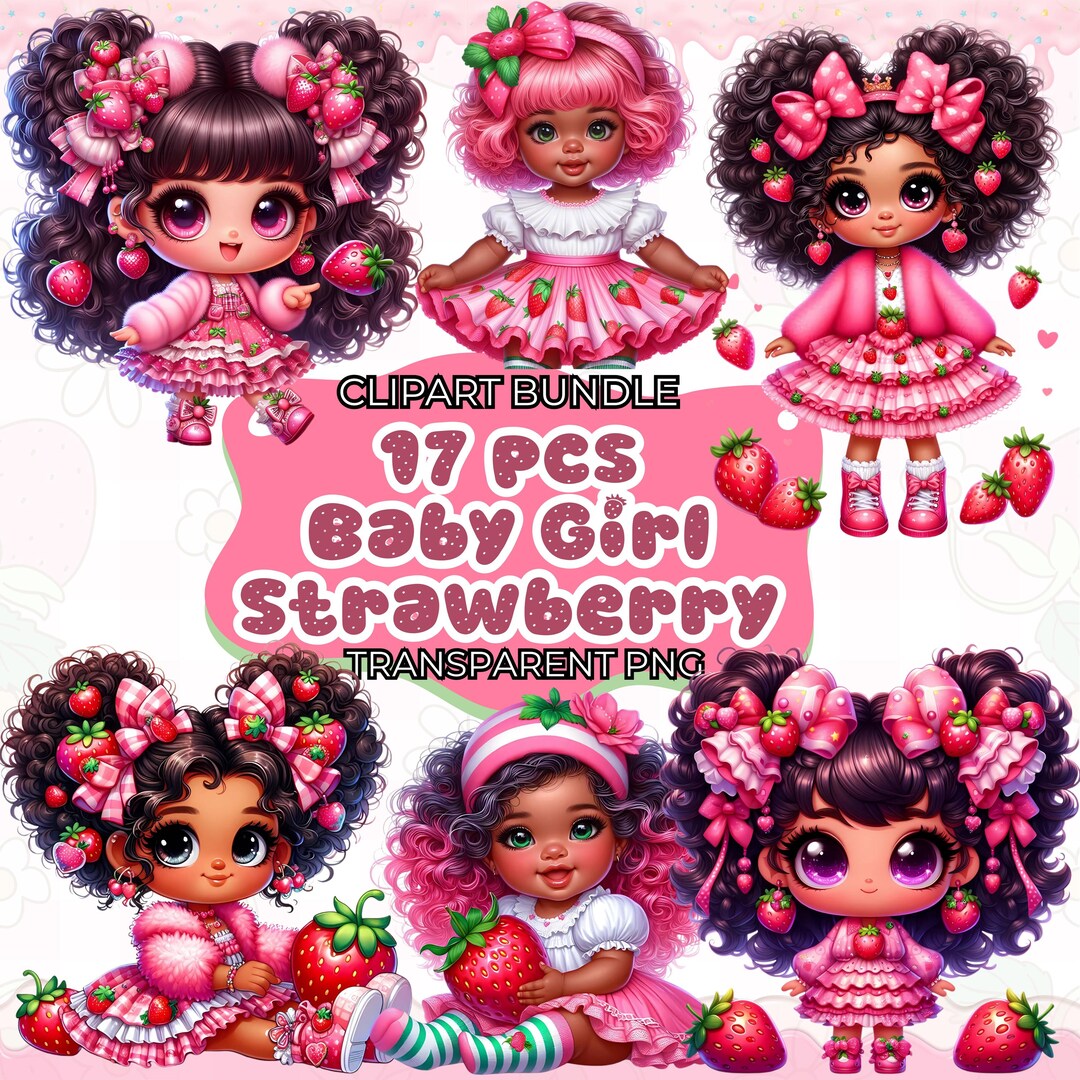 Strawberry Baby Girl Clipart PNG, Cute Pink Baby Shower Clipart ...