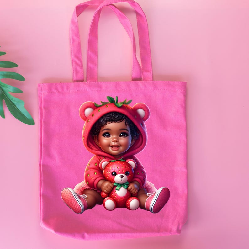 Strawberry Afro Baby Girl Clipart PNG: Cute Pink Baby Shower Clipart ...