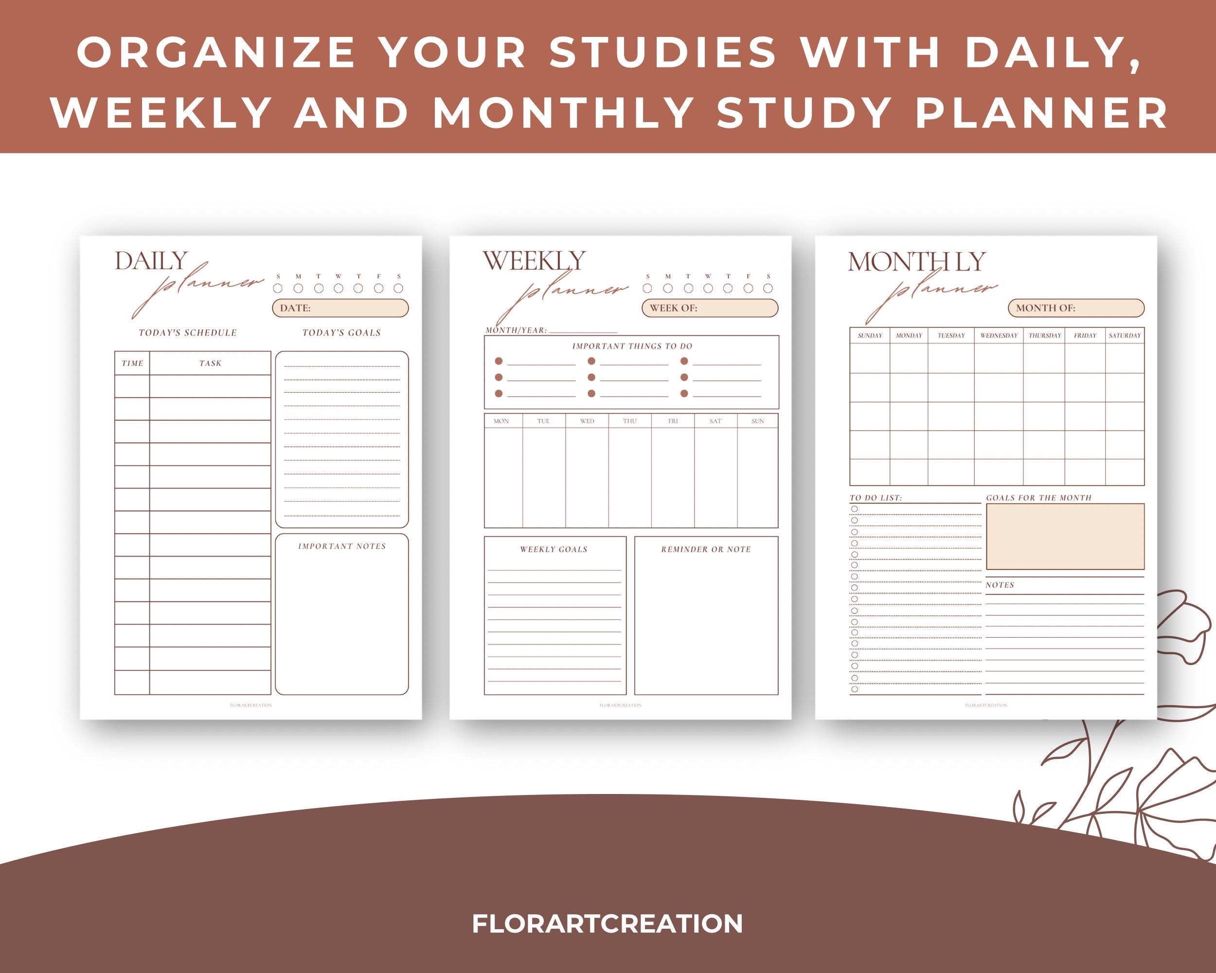 Student Planner, Custom Study College Student Planner, Study Planner ...