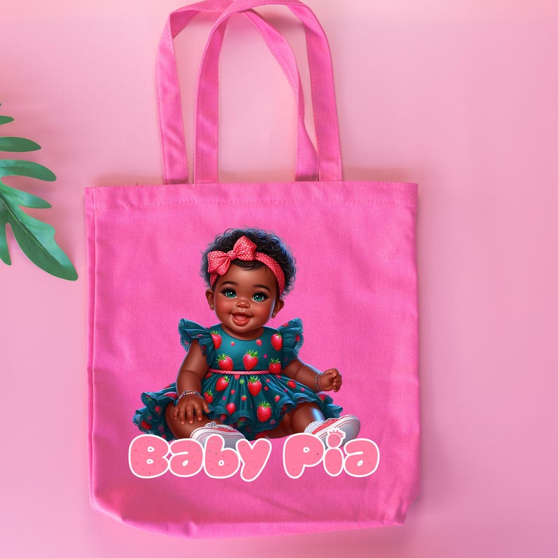 Strawberry Baby Girl Clipart: Pink Afro Baby Shower PNG, Cute African ...