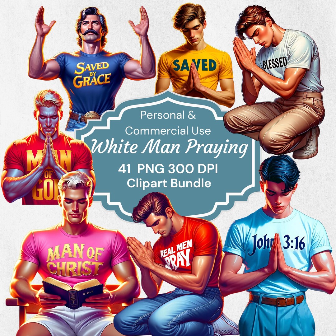 Praying White Man, Christian Man Praying Clipart, Religious Men ...