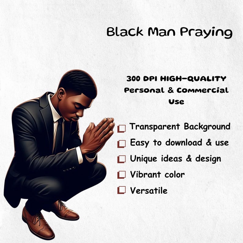 Black Praying Man Clipart: Christian PNG Bundle (digital Download) - Etsy