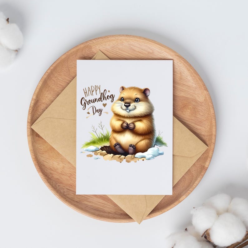 Groundhog Watercolor Clipart Bundle, Adorable Cute Groundhog, Groundhog ...