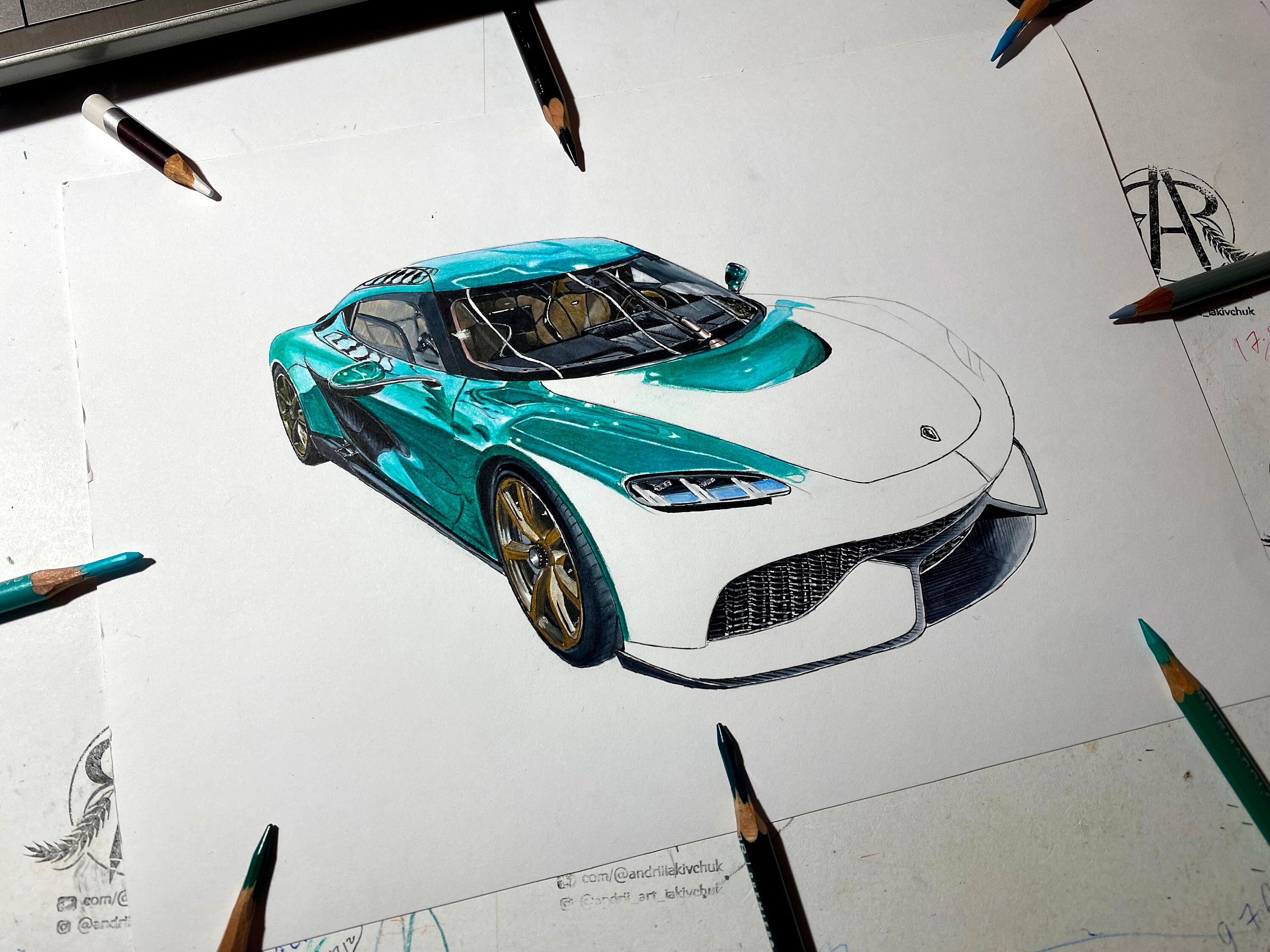 Car Drawing, Set of 3 Koenigsegg, Digital Art, Handmade, Realistic ...
