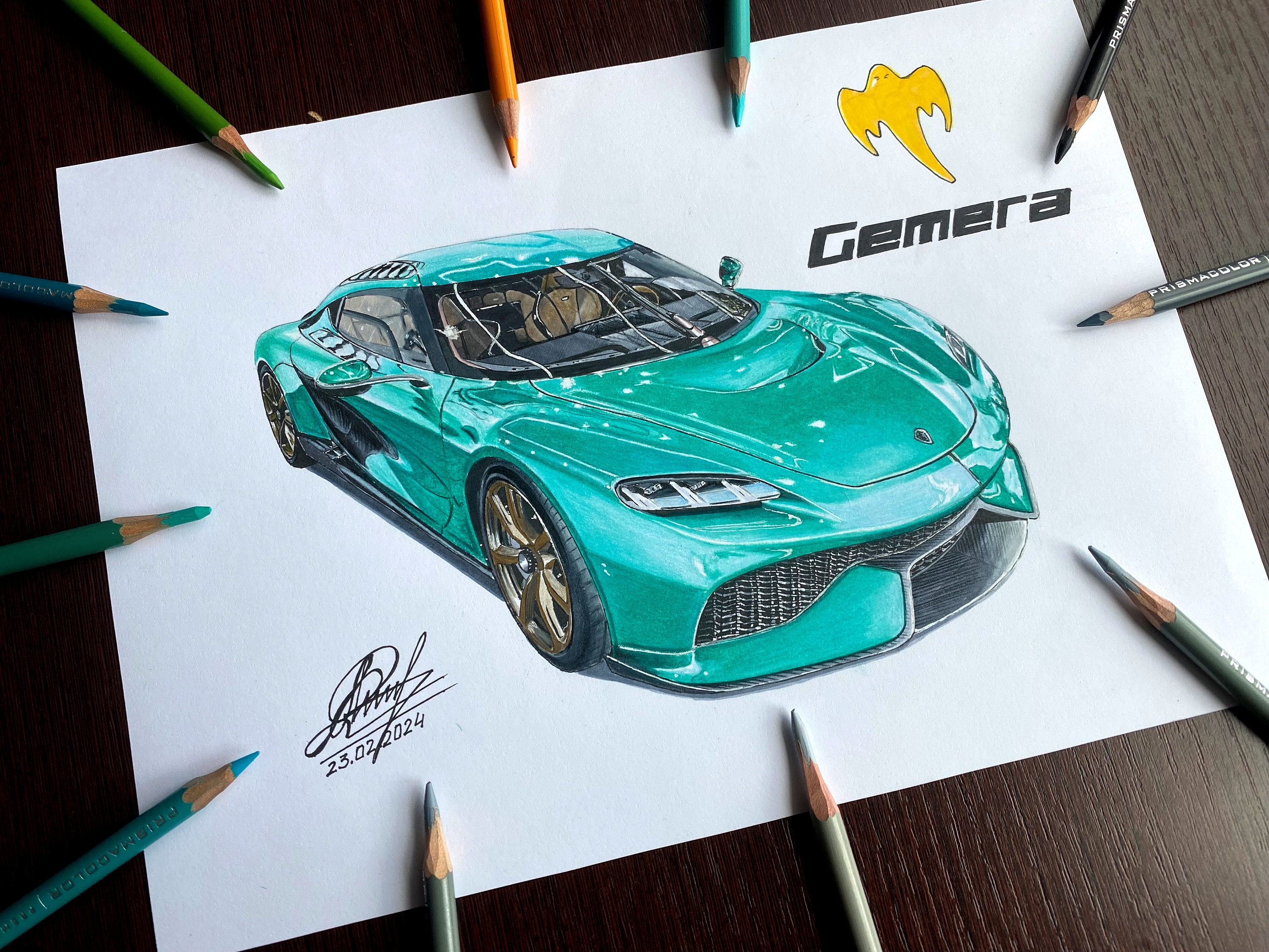 Car Drawing, Set of 3 Koenigsegg, Digital Art, Handmade, Realistic ...