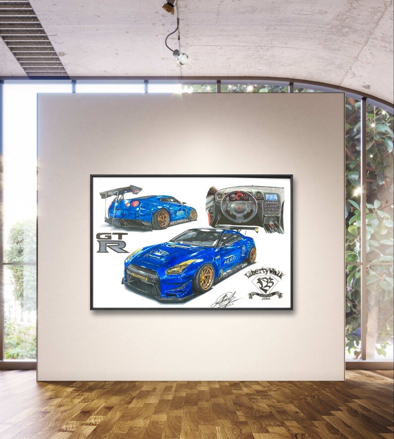 Drawing Nissan GTR, GTR Liberty Walk, Drawing Nissan, GTR R35, Car Art ...