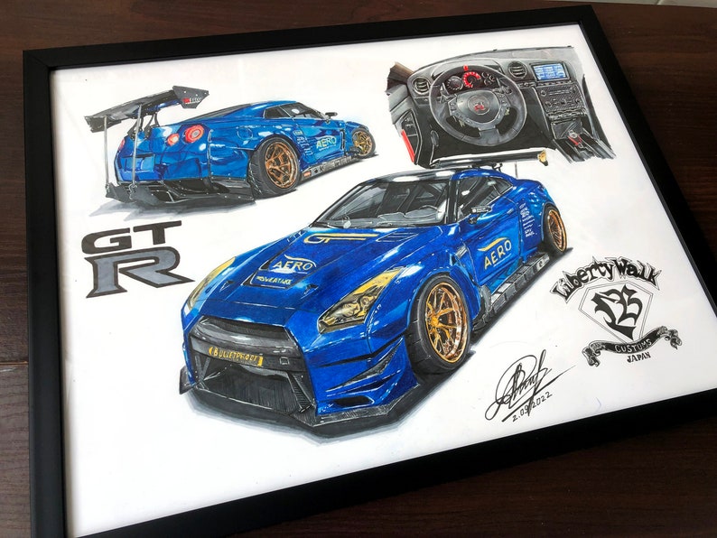 Drawing Nissan GTR, GTR Liberty Walk, Drawing Nissan, GTR R35, Car Art ...