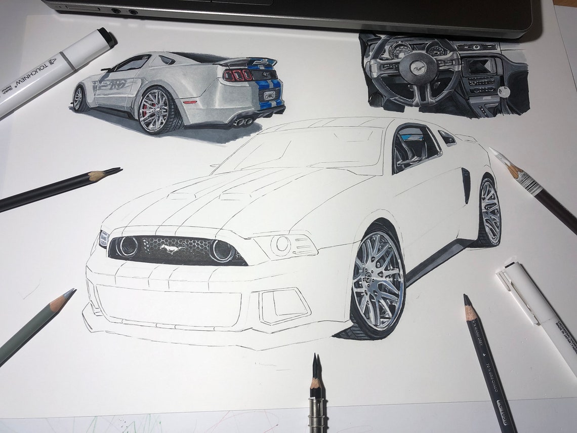 Drawing Ford Mustang Shelby GT500, Shelby Drawing, Need for Speed ...