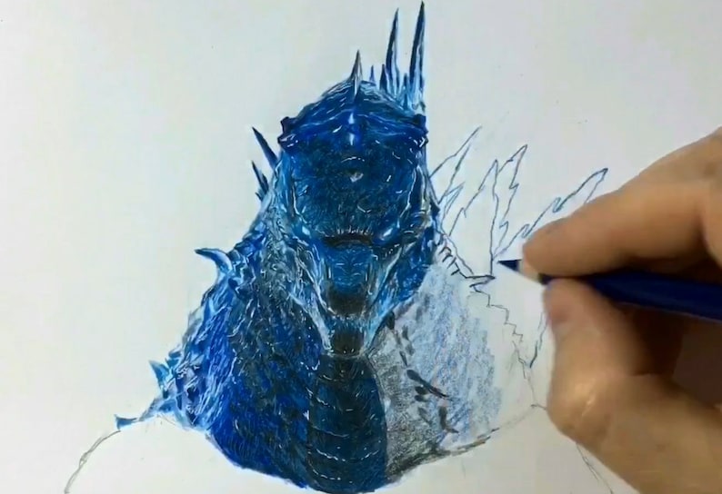 Drawing Godzilla and Nissan Skyline, GTR Drawing, Blue Skyline ...