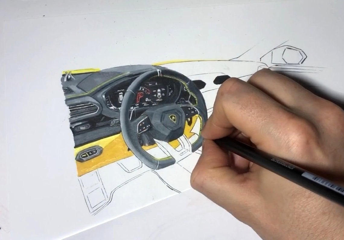 Drawing Lamborghini Urus, Urus Drawing, Realistic Urus, Pencils ...
