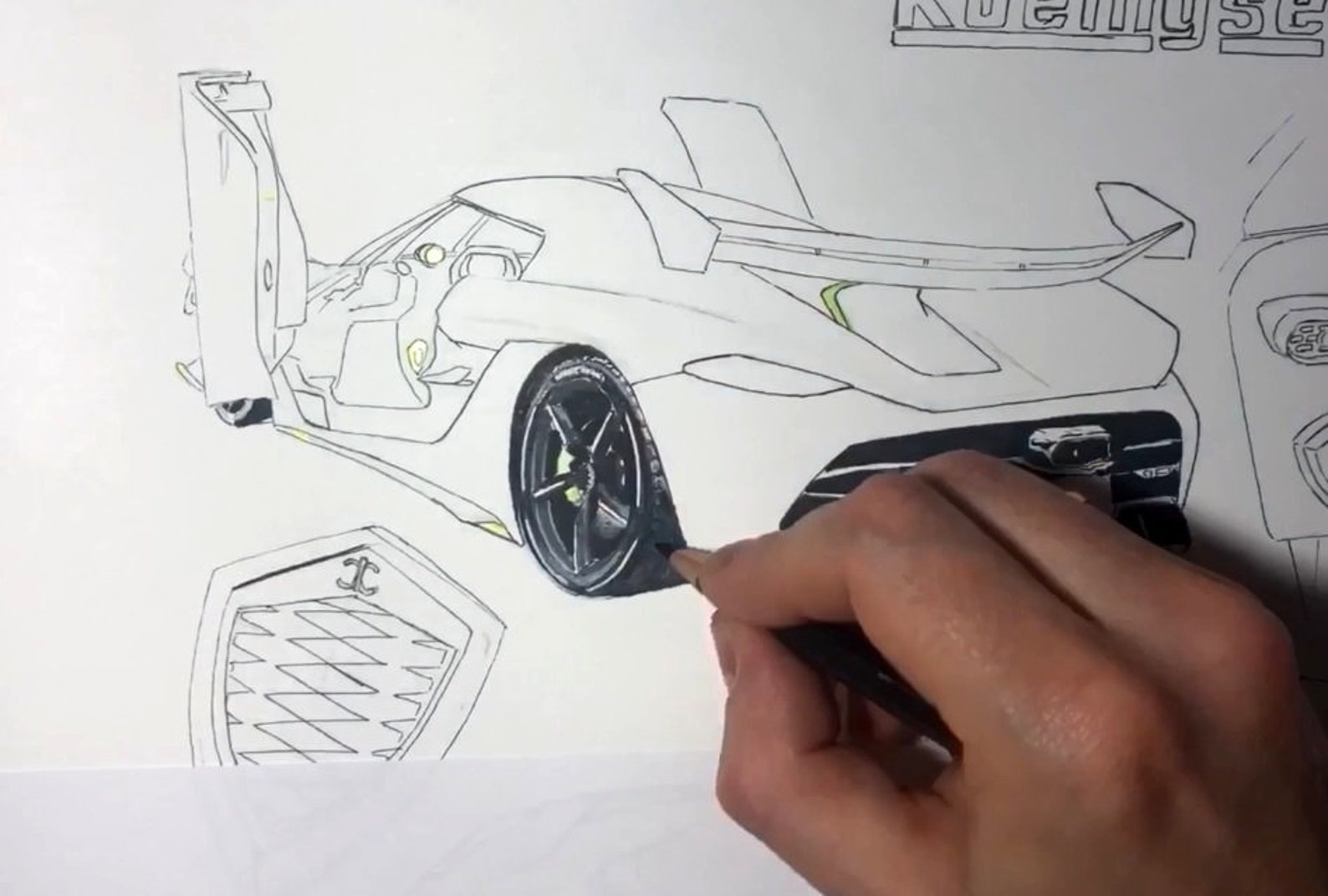 Drawing Koenigsegg Jesko, Car Drawing, Digital Art, Handmade, Hyper Car ...