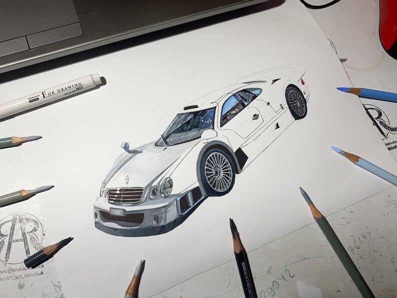 Drawing Cars, Set of 3 Mercedes, Mercedes Poster, Car Art, Mercedes ...