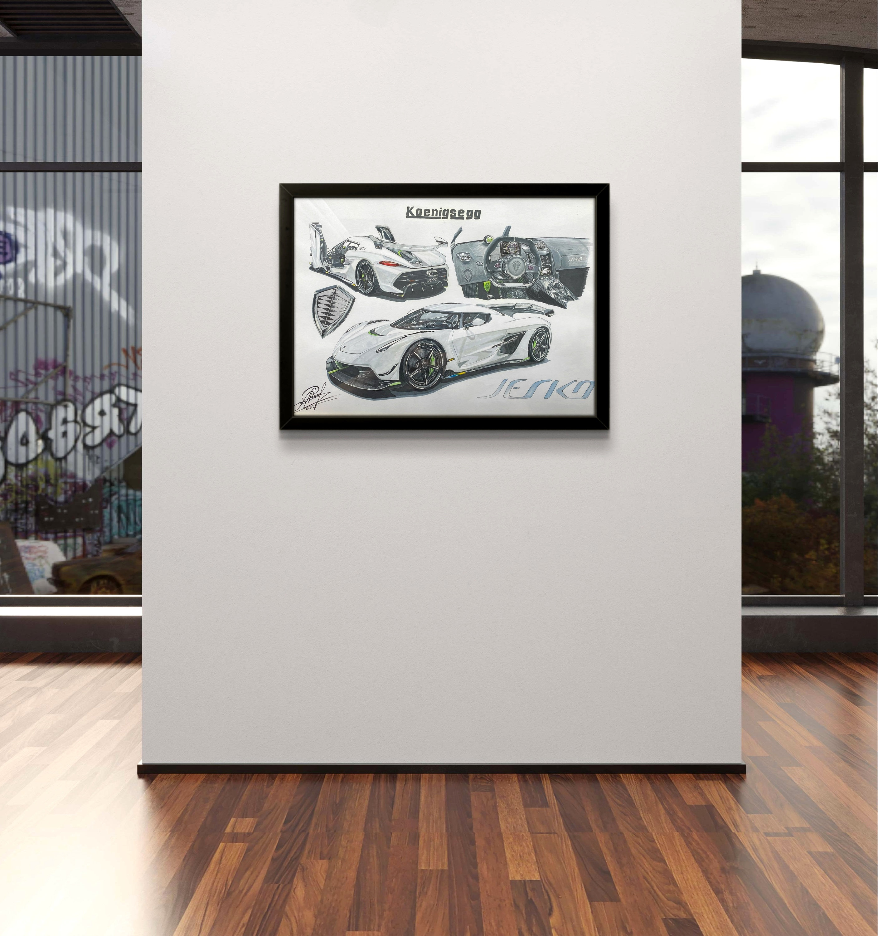 Drawing Koenigsegg Jesko, Car Drawing, Digital Art, Handmade, Hyper Car ...