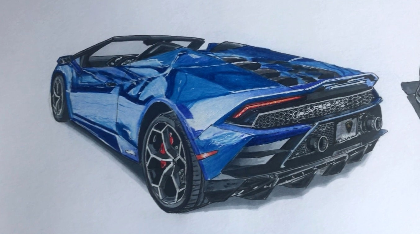 Drawing Lamborghini Huracan EVO, Lamborghini Drawing, Car Art, Hand ...