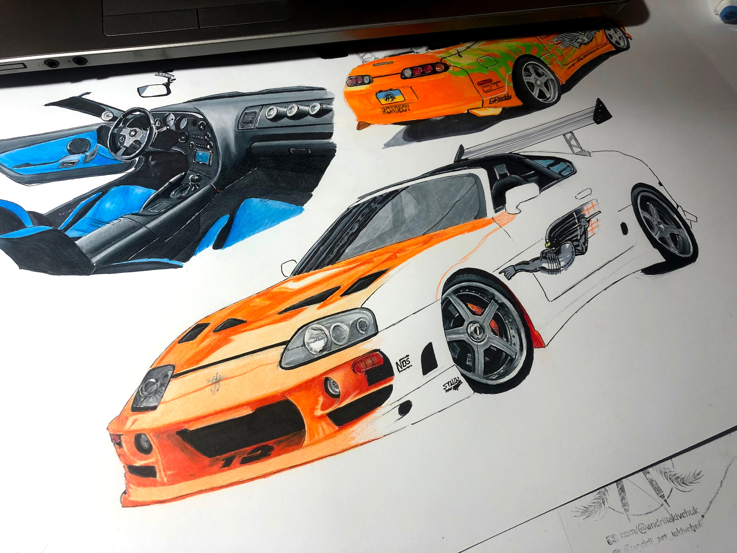Drawing Toyota Supra Mk4, Drawing Supra Brian, Toyota Drawing ...