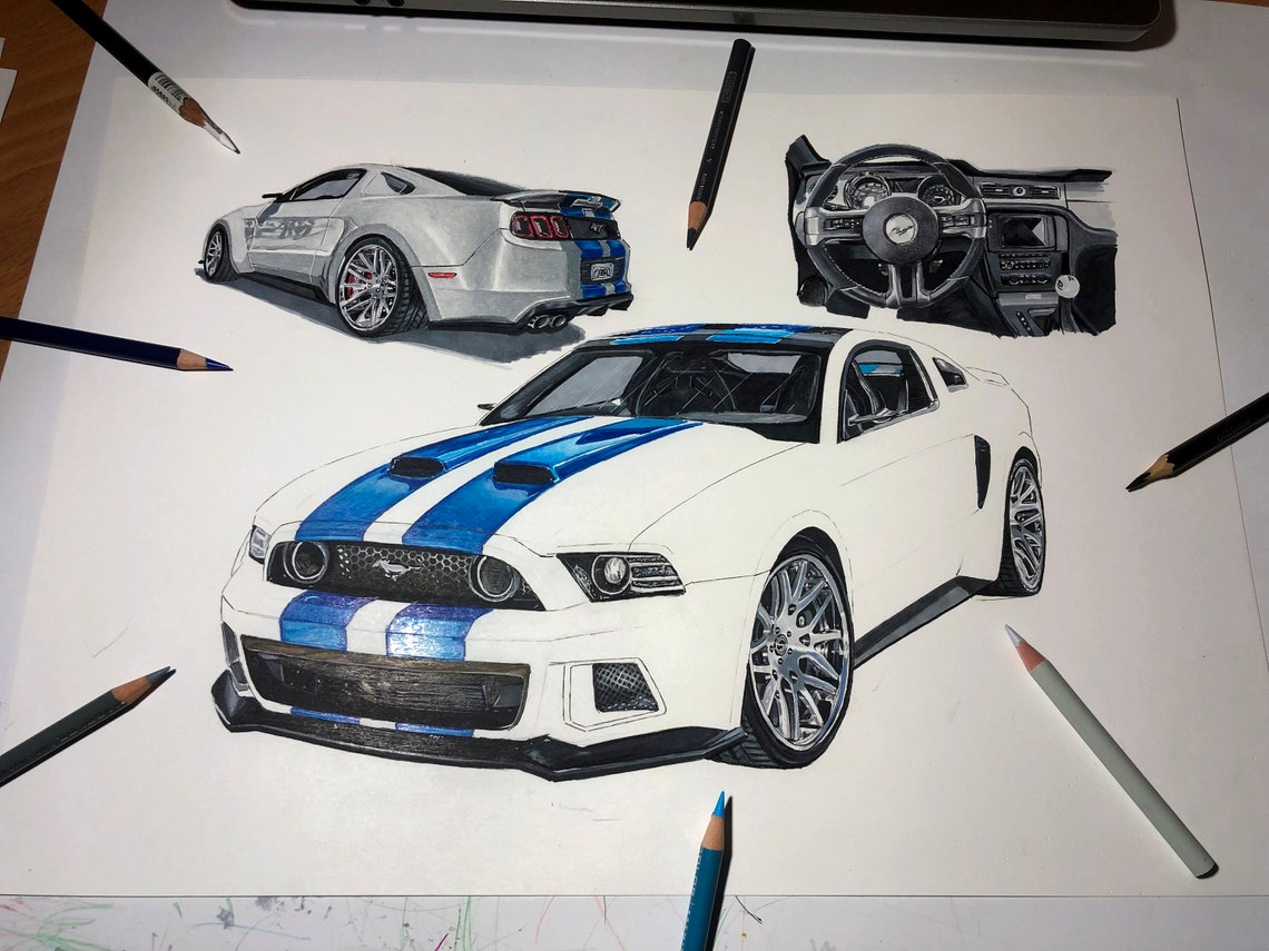 Drawing Ford Mustang Shelby GT500, Shelby Drawing, Need for Speed ...