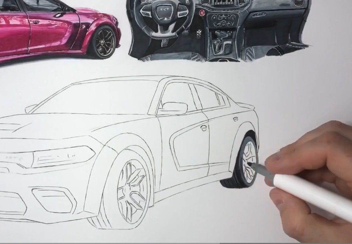 Drawing Dodge Charger Redeye, Dodge Art, Hand Drawing, Car Skatch ...