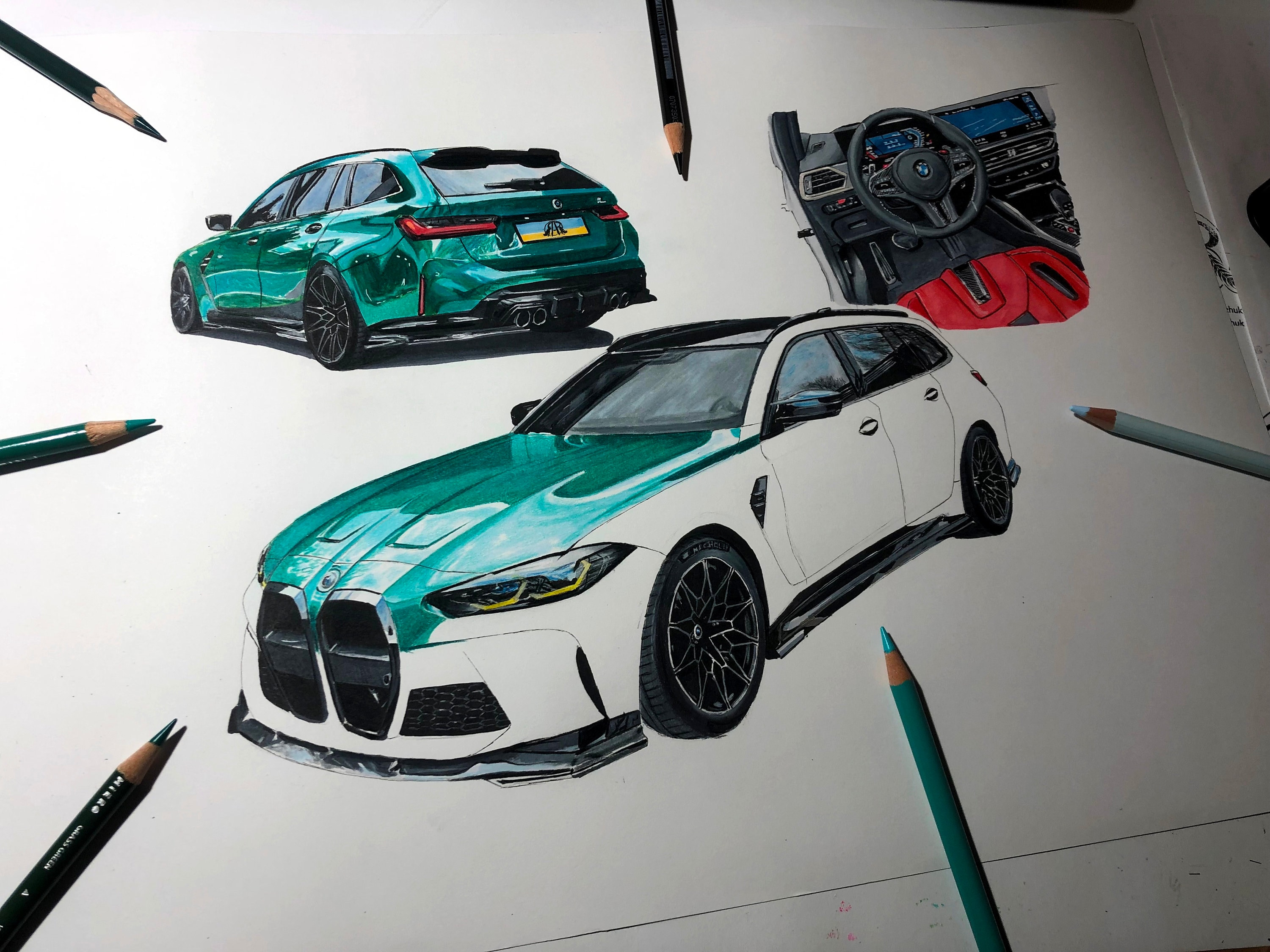 Drawing BMW M3 Touring, Bmw Drawing, M3 Drawing, Realistic Drawing, Car ...