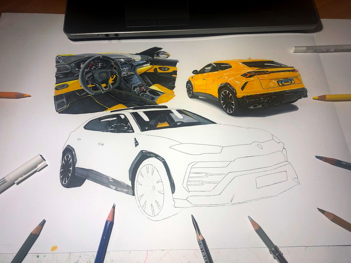 Drawing Lamborghini Urus, Urus Drawing, Realistic Urus, Pencils ...
