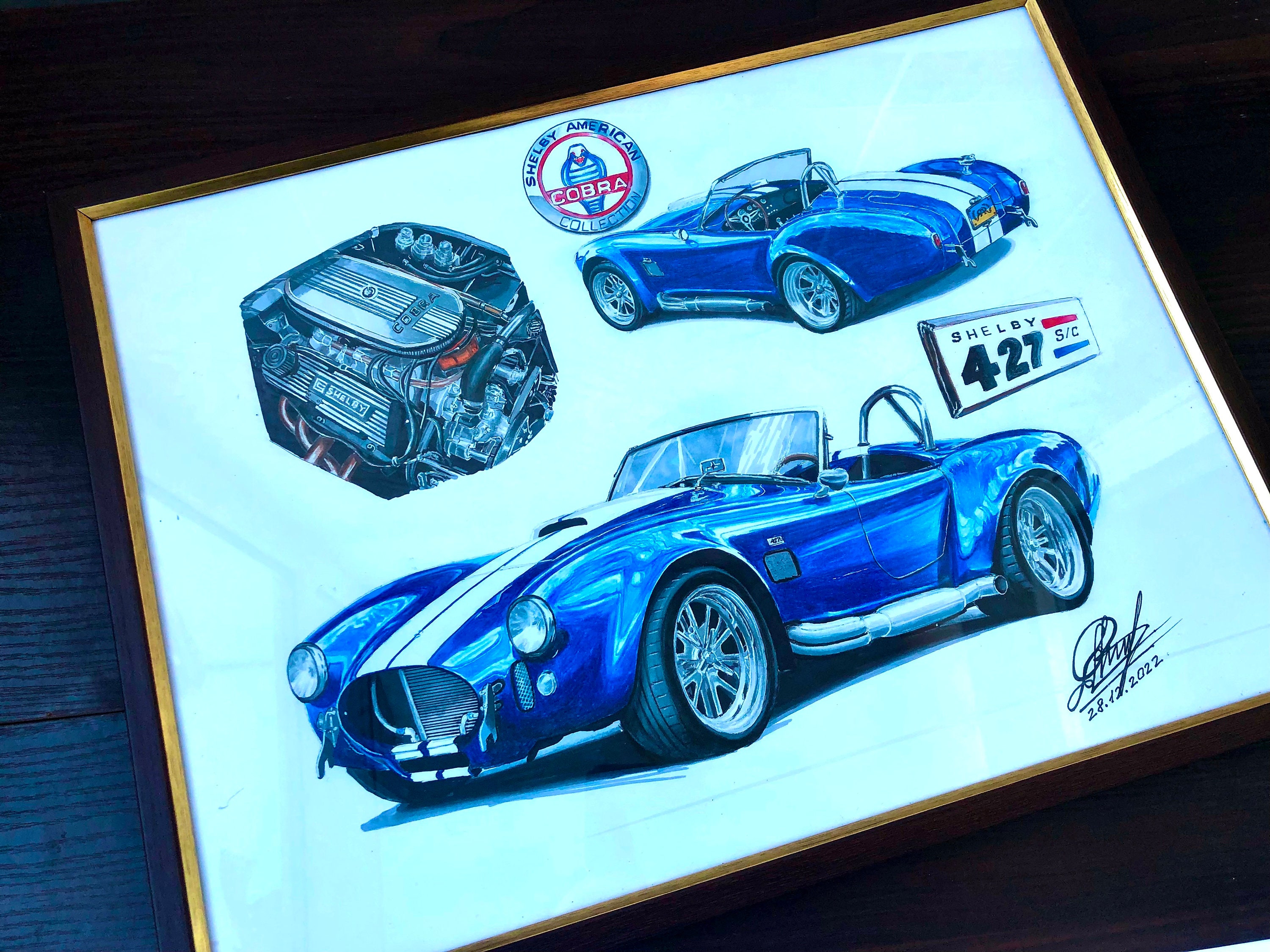 Drawing Shelby Cobra 427, Cobra Drawing, Car Drawing, Carl Shelby, Hand ...