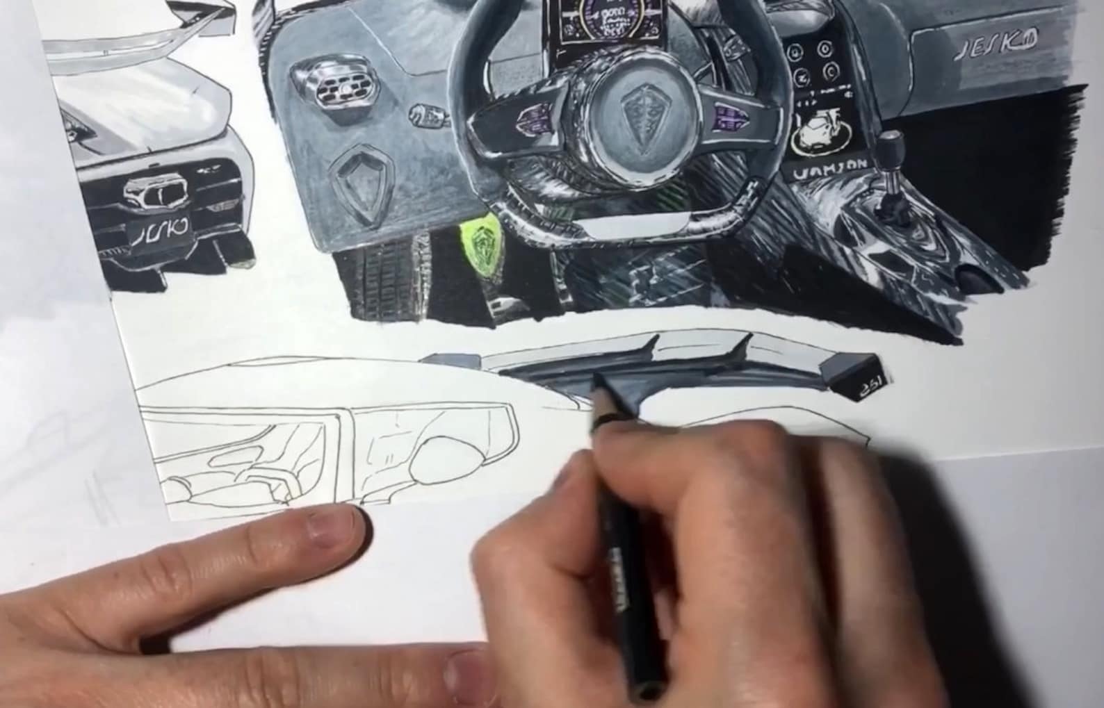 Drawing Koenigsegg Jesko, Car Drawing, Digital Art, Handmade, Hyper Car ...