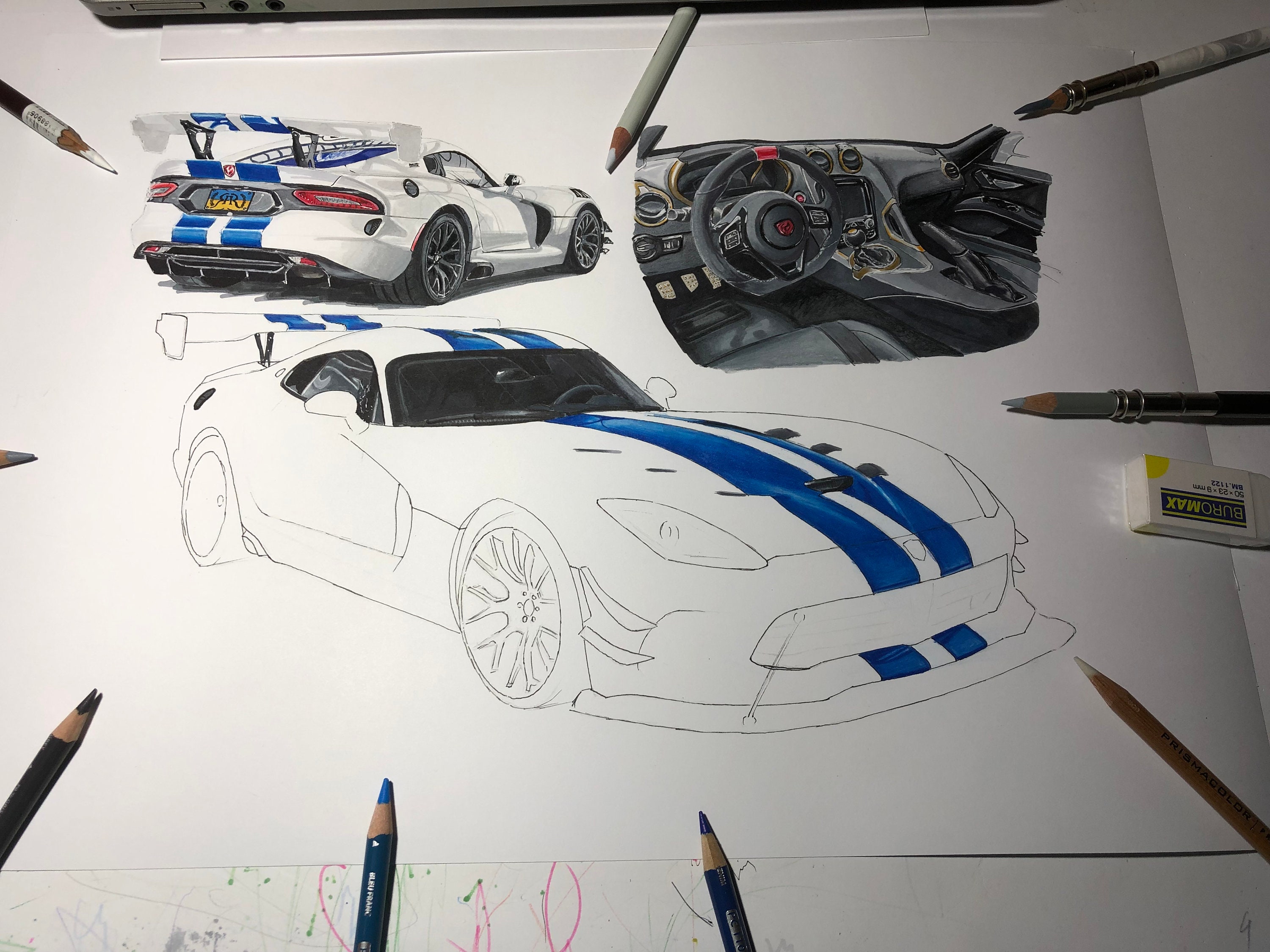Drawing Dodge Viper Drawing Viper GTS-R Drawing Dodge Viper - Etsy