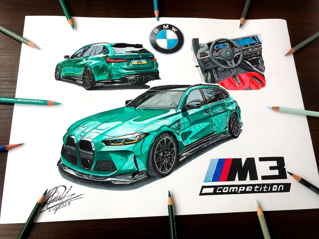 Drawing BMW M3 Touring, Bmw Drawing, M3 Drawing, Realistic Drawing, Car ...