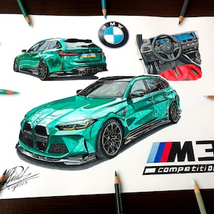 Drawing BMW M3 Touring, Bmw Drawing, M3 Drawing, Realistic Drawing, Car ...
