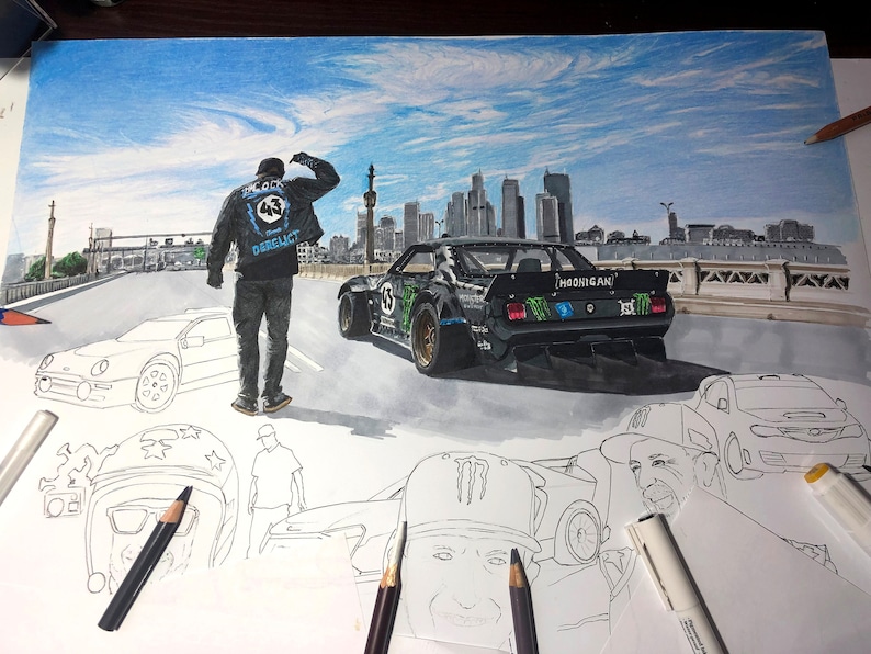 Drawing Ken Block 43, Hoonigan, Ken Block Rally, Gymkhana, Hoonitruck ...
