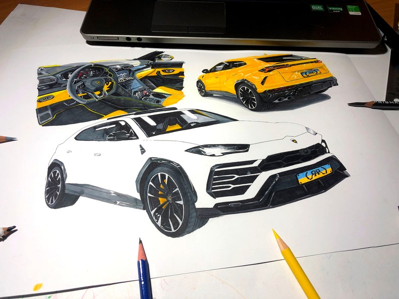 Drawing Lamborghini Urus, Urus Drawing, Realistic Urus, Pencils ...
