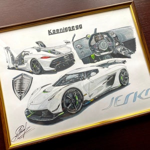 Drawing Koenigsegg Jesko, Car Drawing, Digital Art, Handmade, Hyper Car ...